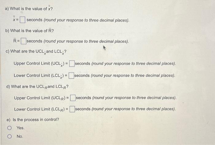 Solved Refer to the Control Chart Factor in your lecture | Chegg.com