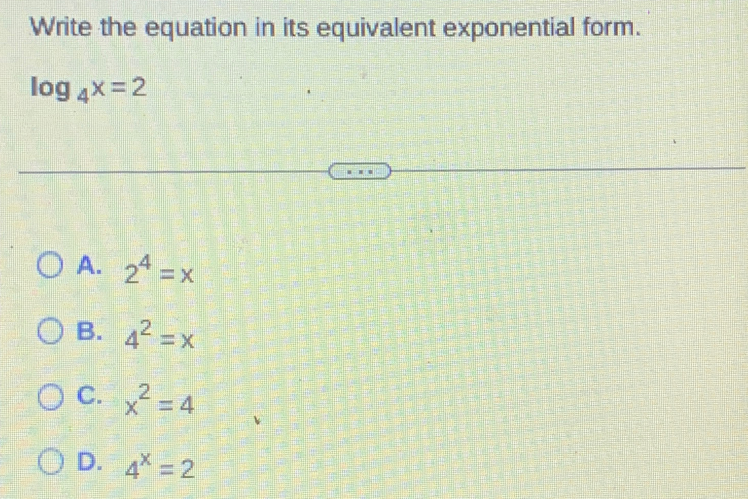 Solved Write the equation in its equivalent exponential | Chegg.com