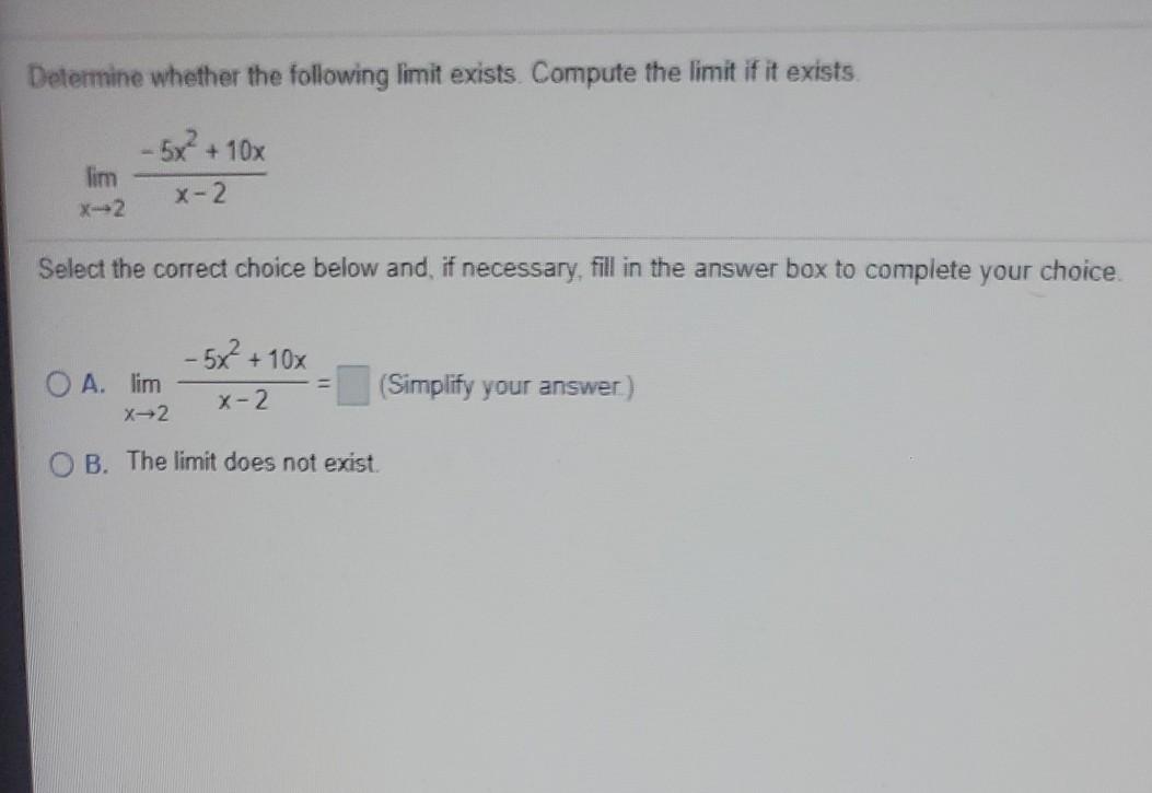 Solved Determine Whether The Following Limit Exists Compute 2050
