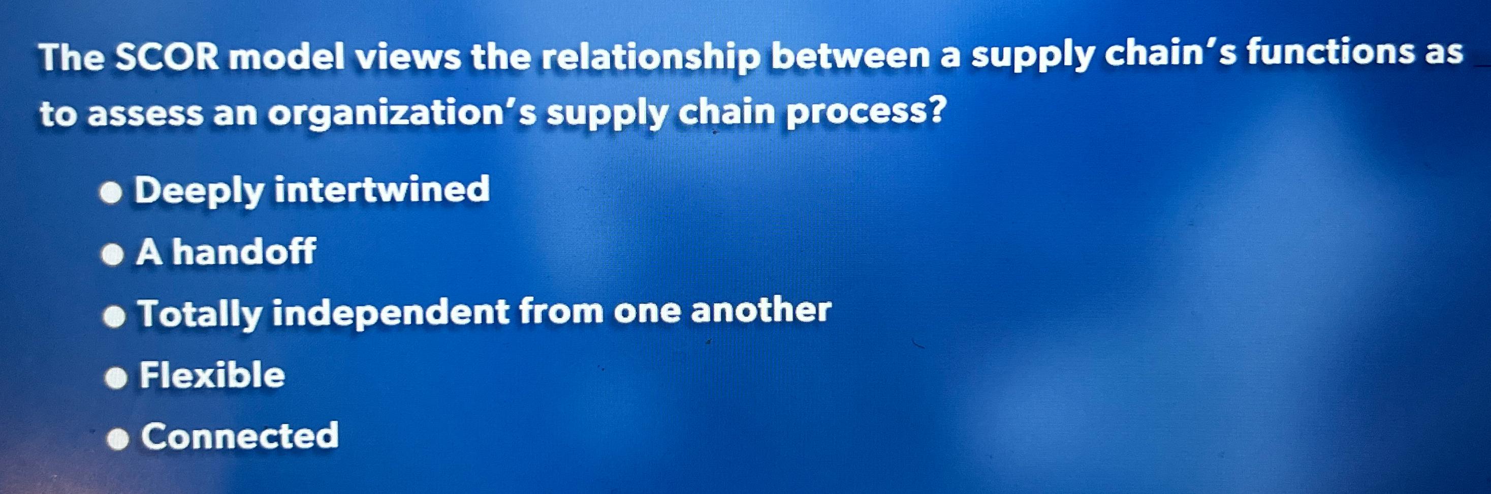 Solved The SCOR model views the relationship between a | Chegg.com