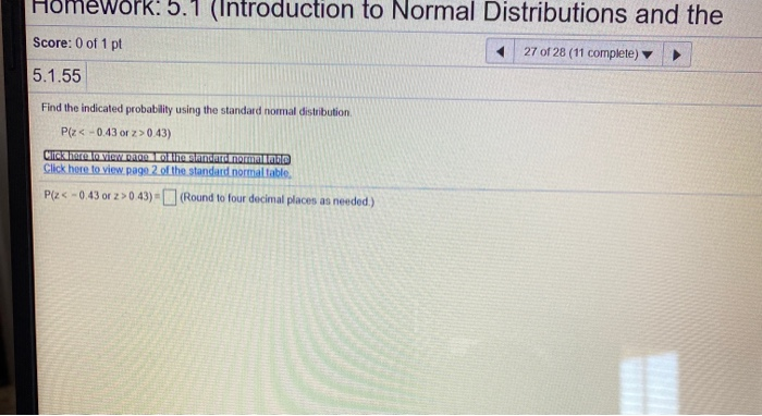 Solved Homework: 5.1 (Introduction to Normal Distributions | Chegg.com