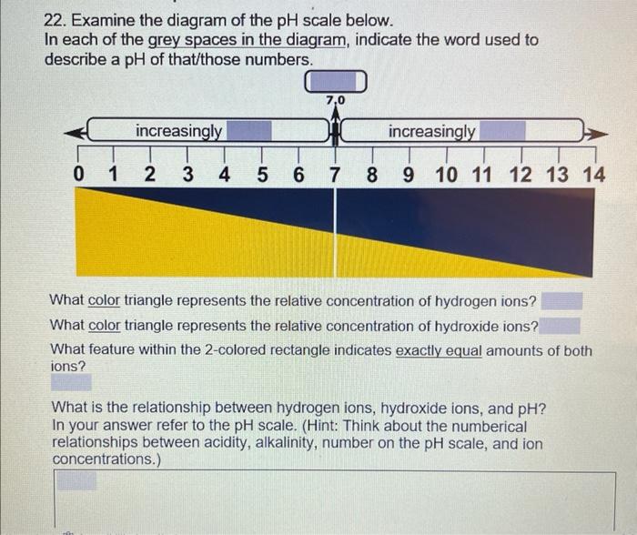 Solved 22. Examine the diagram of the pH scale below. In | Chegg.com