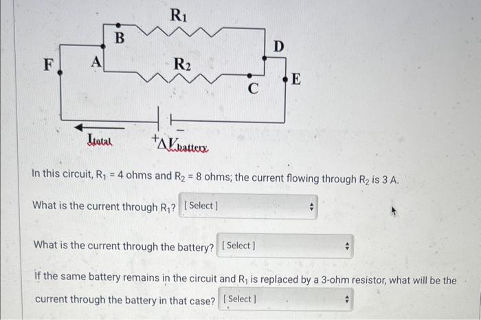 Solved In this circuit, R1=4 ohms and R2=8 ohms; the current | Chegg.com