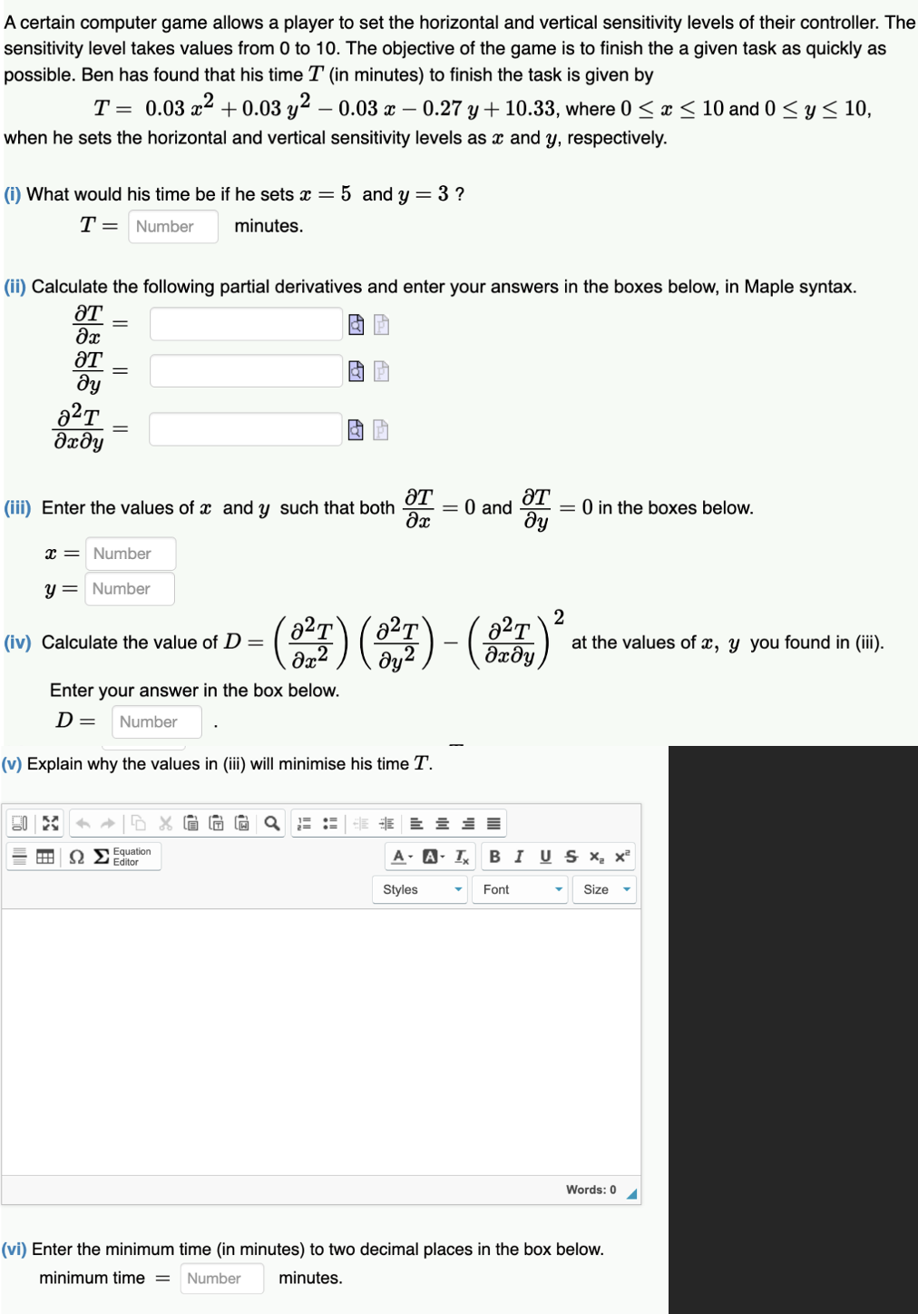 Solved (v) ﻿Explain why the values in (iii) ﻿will minimise | Chegg.com