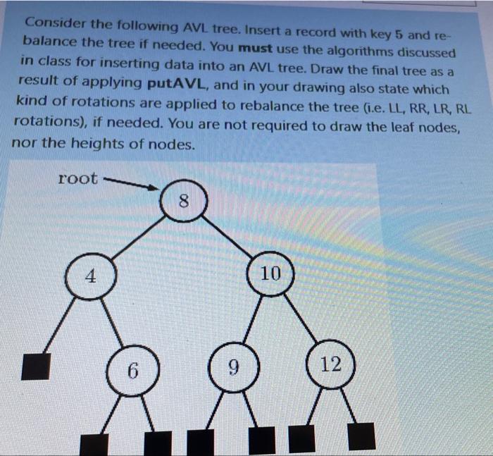 Solved Consider the following AVL tree. Insert a record with | Chegg.com