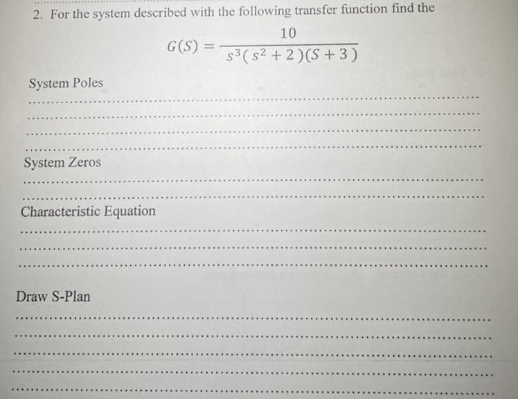 Solved For the system described with the following transfer | Chegg.com