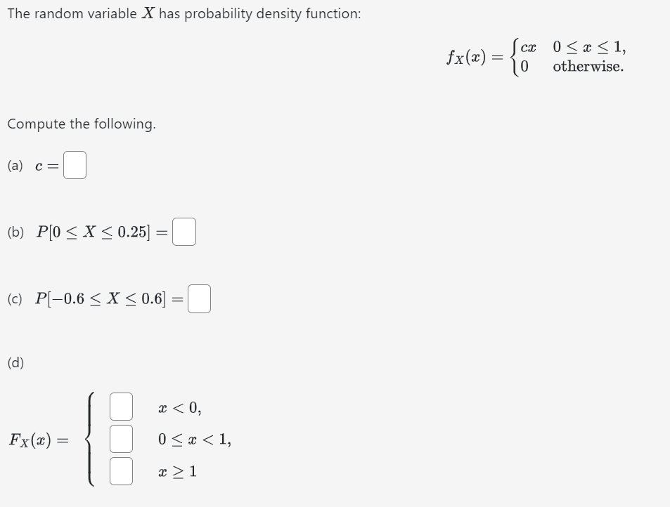 Solved The random variable x ﻿has probability density | Chegg.com