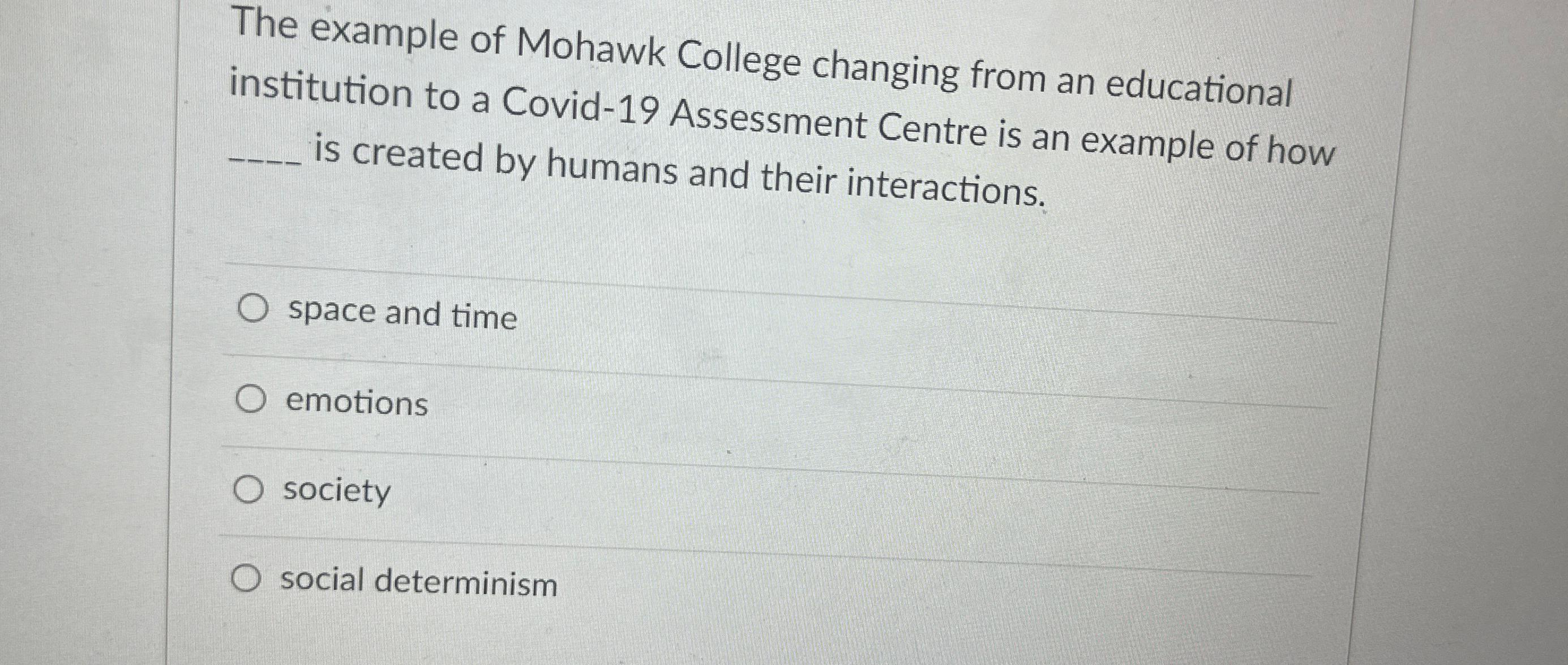Solved The example of Mohawk College changing from an | Chegg.com