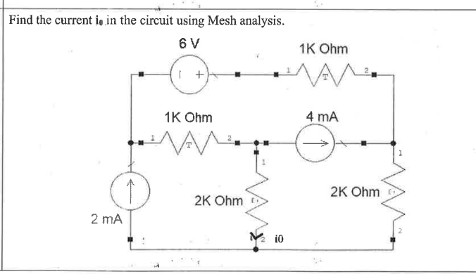 Solved Find the current i0 ﻿in the circuit using Mesh | Chegg.com