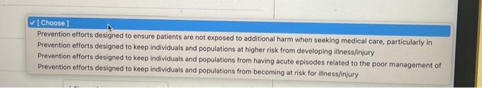 Solved Match the following types of prevention with their | Chegg.com