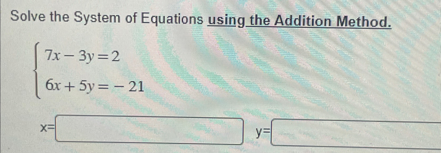 Solved Solve the System of Equations using the Addition | Chegg.com