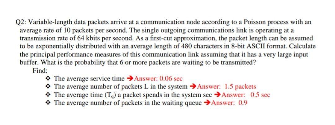Solved Q2: Variable-length data packets arrive at a | Chegg.com