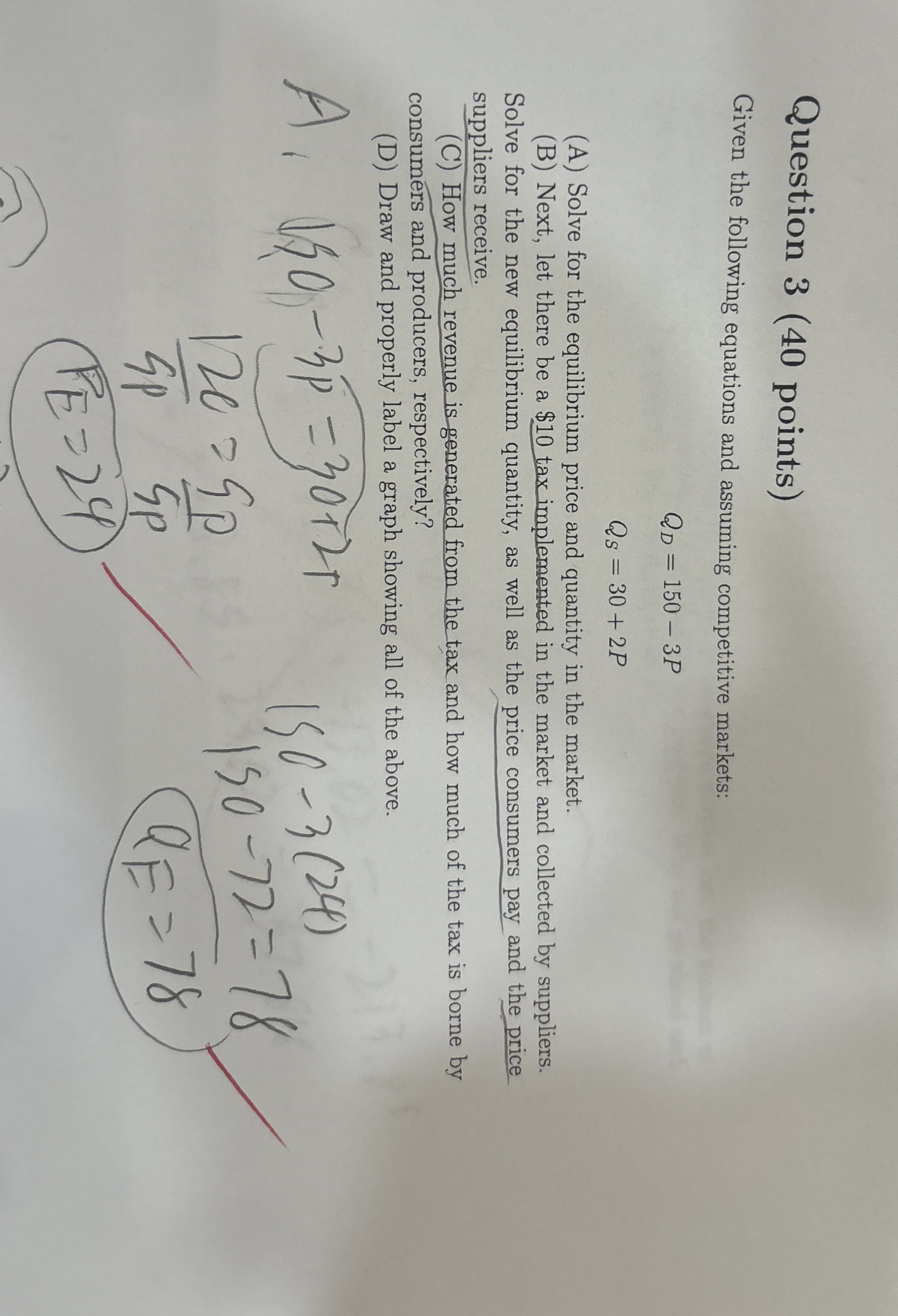 Solved Question 3 (40 ﻿points)Given the following equations | Chegg.com