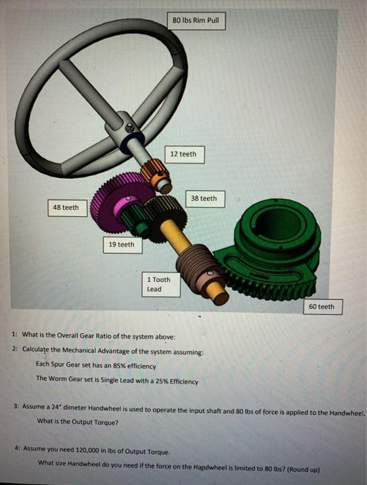 Solved 80 lbs Rim Pull 12 teeth 38 teeth 48 teeth 19 teeth 1 | Chegg.com