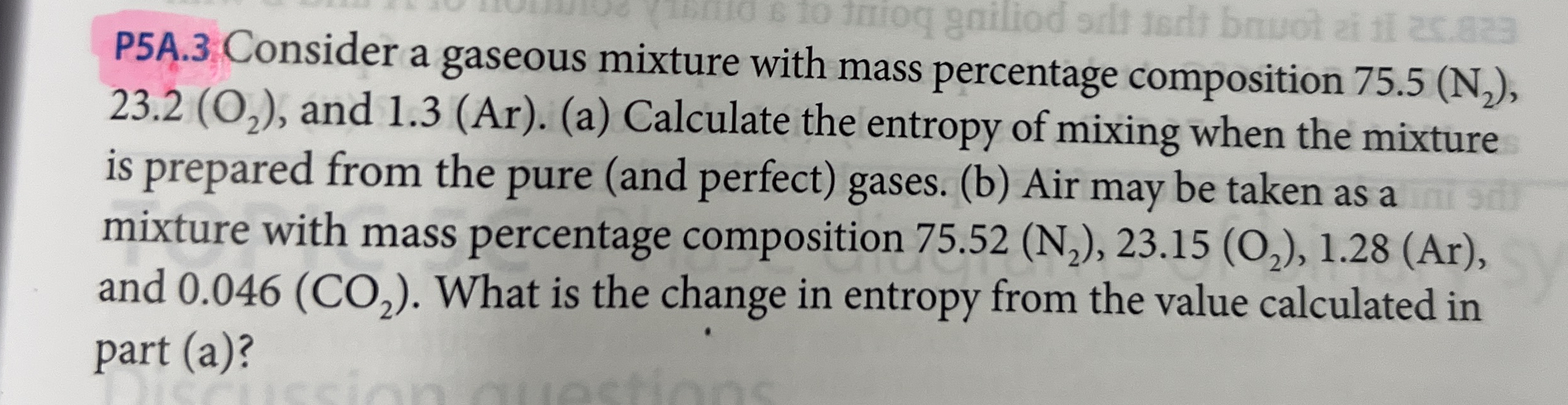 Solved P5A. 3 ﻿Consider a gaseous mixture with mass | Chegg.com
