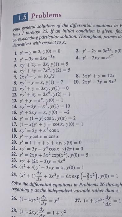 Solved Find general solutions of the differential equations | Chegg.com
