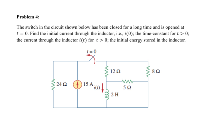 Solved Problem 4:The switch in the circuit shown below has | Chegg.com