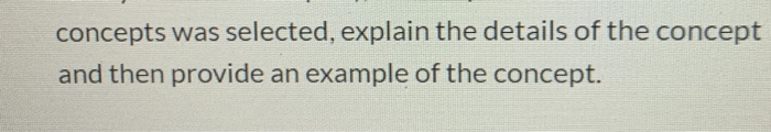 Solved concepts was selected, explain the details of the | Chegg.com