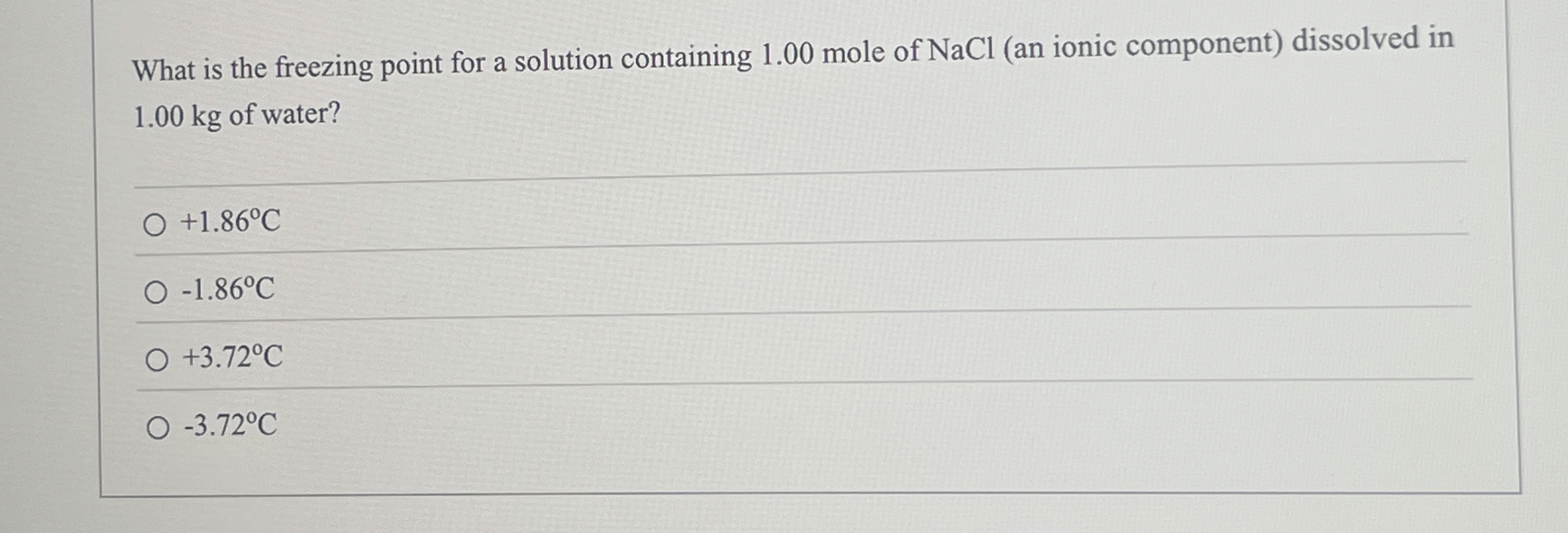 Solved What is the freezing point for a solution containing | Chegg.com