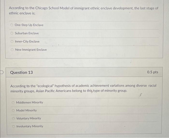 Solved According to the Chicago School Model of immigrant | Chegg.com