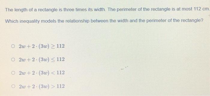 Solved The length of a rectangle is three times its width. | Chegg.com