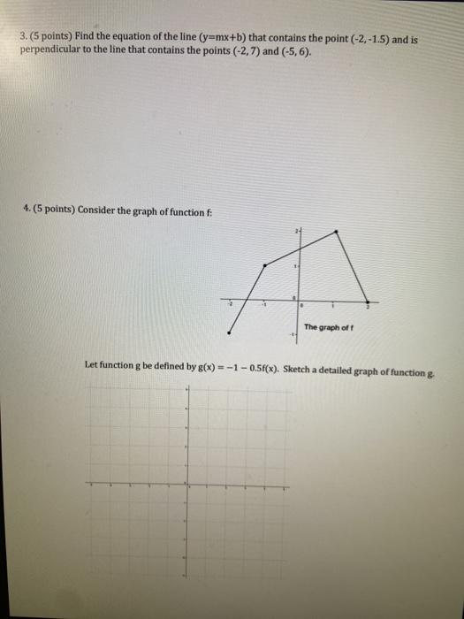 Solved 3. (5 points) Find the equation of the line (y=mx+b) | Chegg.com