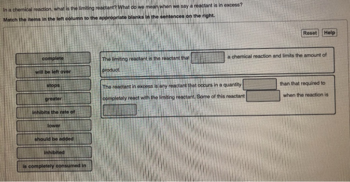 Solved In a chemical reaction, what is the limiting | Chegg.com