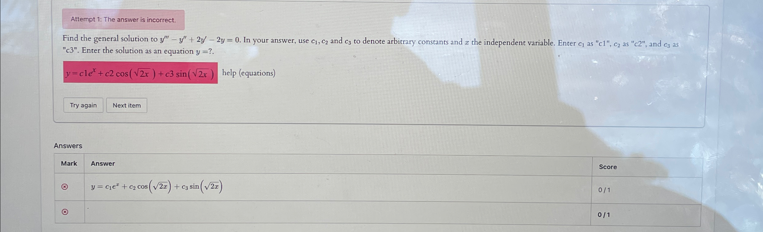 Solved Attempt 1: The answer is incorrect.Find the general | Chegg.com