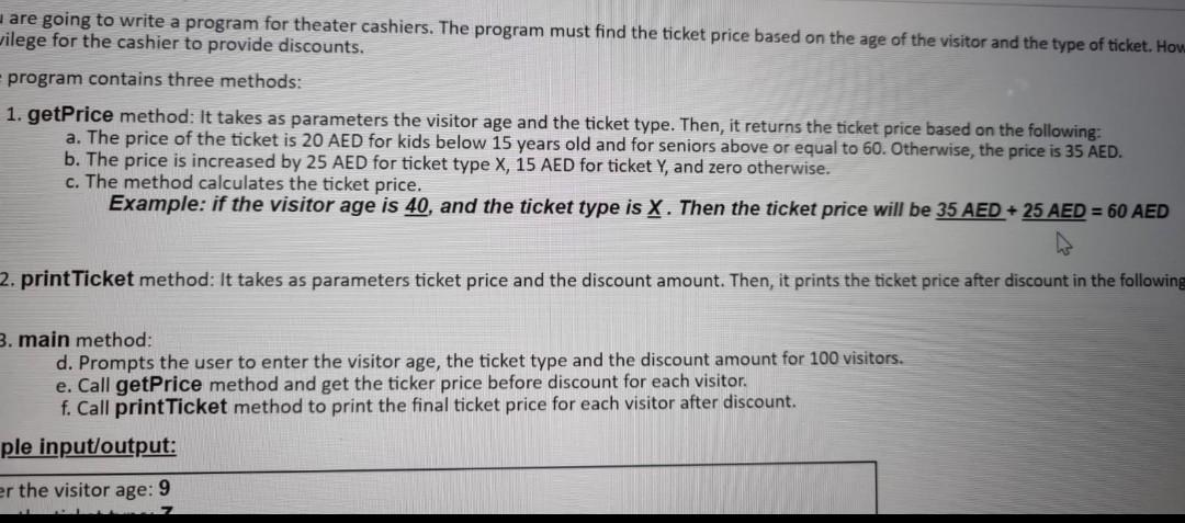 are going to write a program for theater cashiers. | Chegg.com