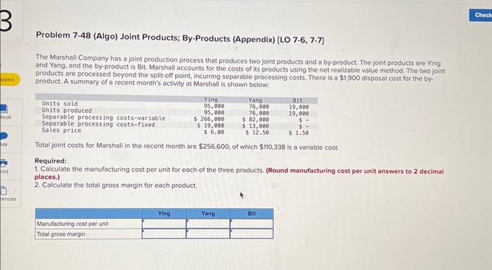 Solved Problem 7-48 (Algo) Joint Products; By-Products | Chegg.com