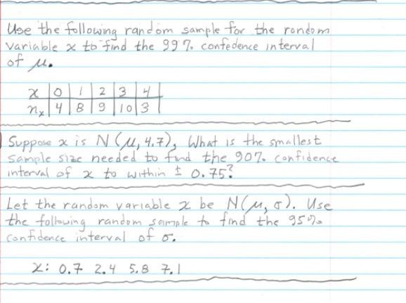 Solved Use the following random sample for the rondom | Chegg.com