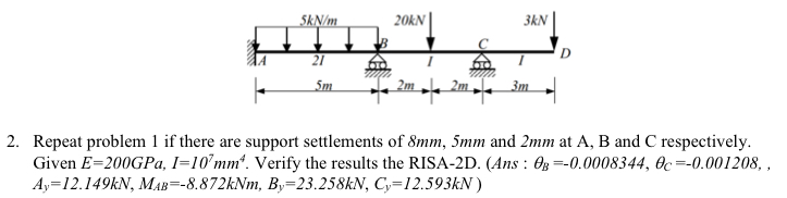 Repeat problem 1 ﻿if there are support settlements of | Chegg.com