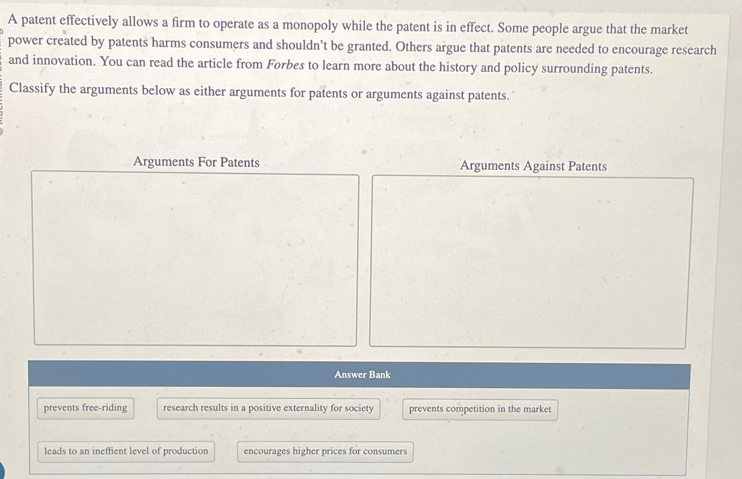 Solved A patent effectively allows a firm to operate as a | Chegg.com
