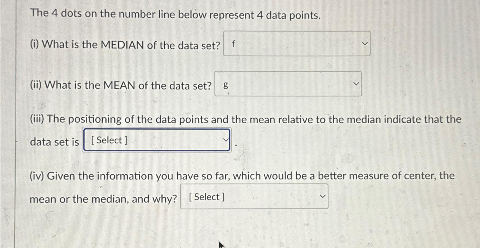 The 4 ﻿dots on the number line below represent 4 | Chegg.com