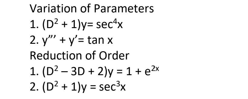 Solved + Variation of Parameters 1. (D2 + 1)y= sec4x 2. 7"' | Chegg.com