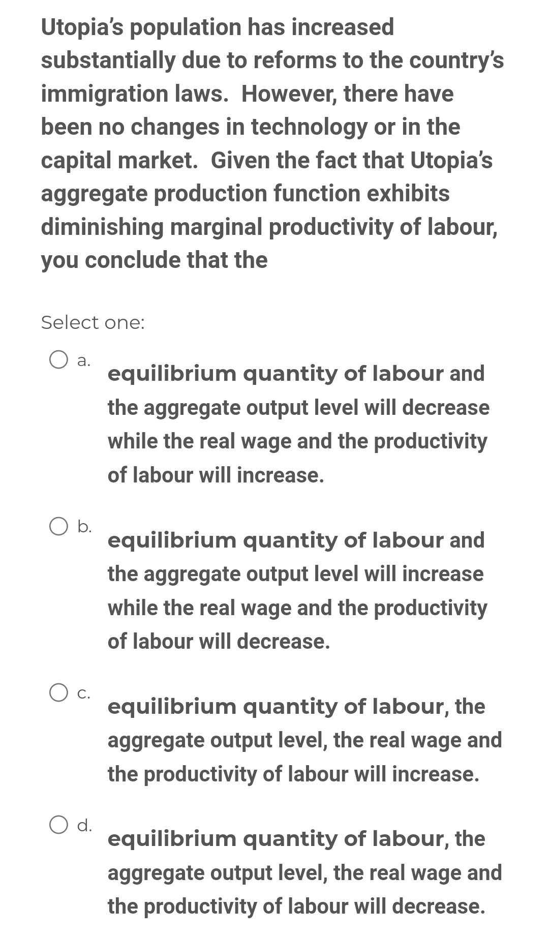 Solved Utopia's population has increased substantially due | Chegg.com