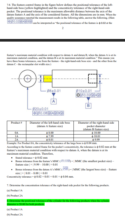 Solved 7-8. ﻿The feature control frame in the figure below | Chegg.com