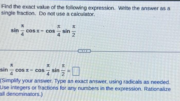 Solved Find the exact value of the following expression. | Chegg.com