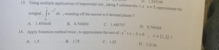 Solved 13. Using multiple applications of trapezoidal rule, | Chegg.com