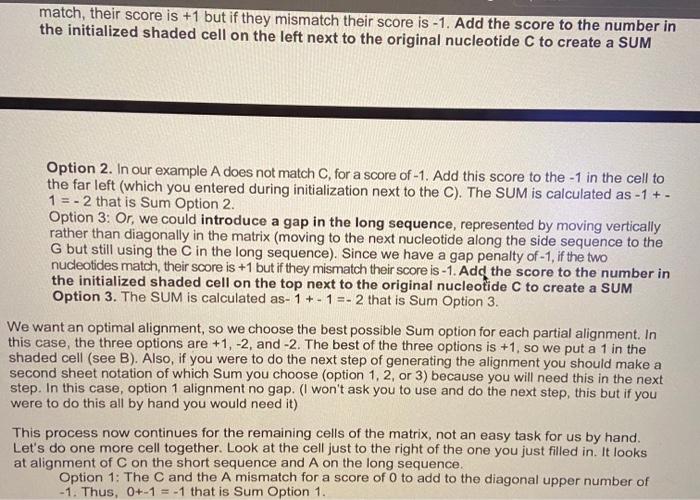 Solved 7. Generate a MATRIX based on the Needleman-Wunsch | Chegg.com