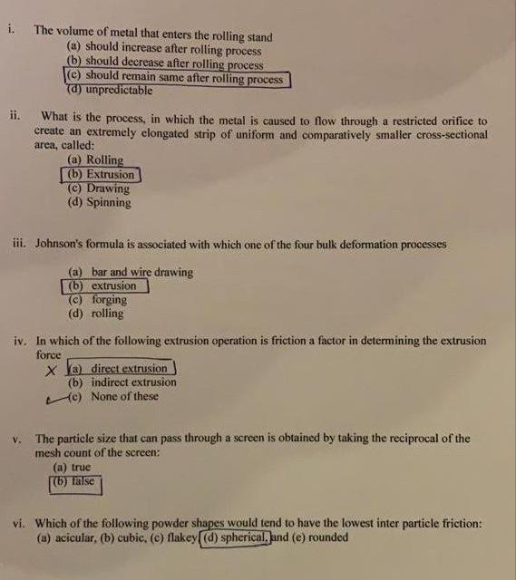 Solved manufacturing process what are the correct answers? I | Chegg.com