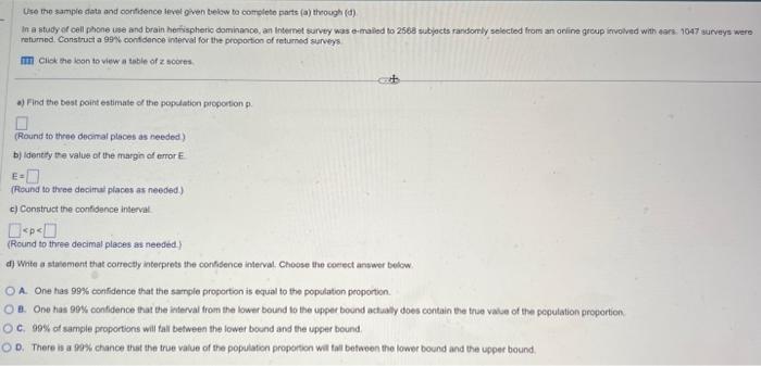 Solved Use the sample shath and configence level given telow | Chegg.com