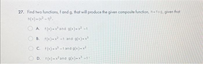 Solved 27. Find two functions, \\( f \\) and \\( g \\), that | Chegg.com