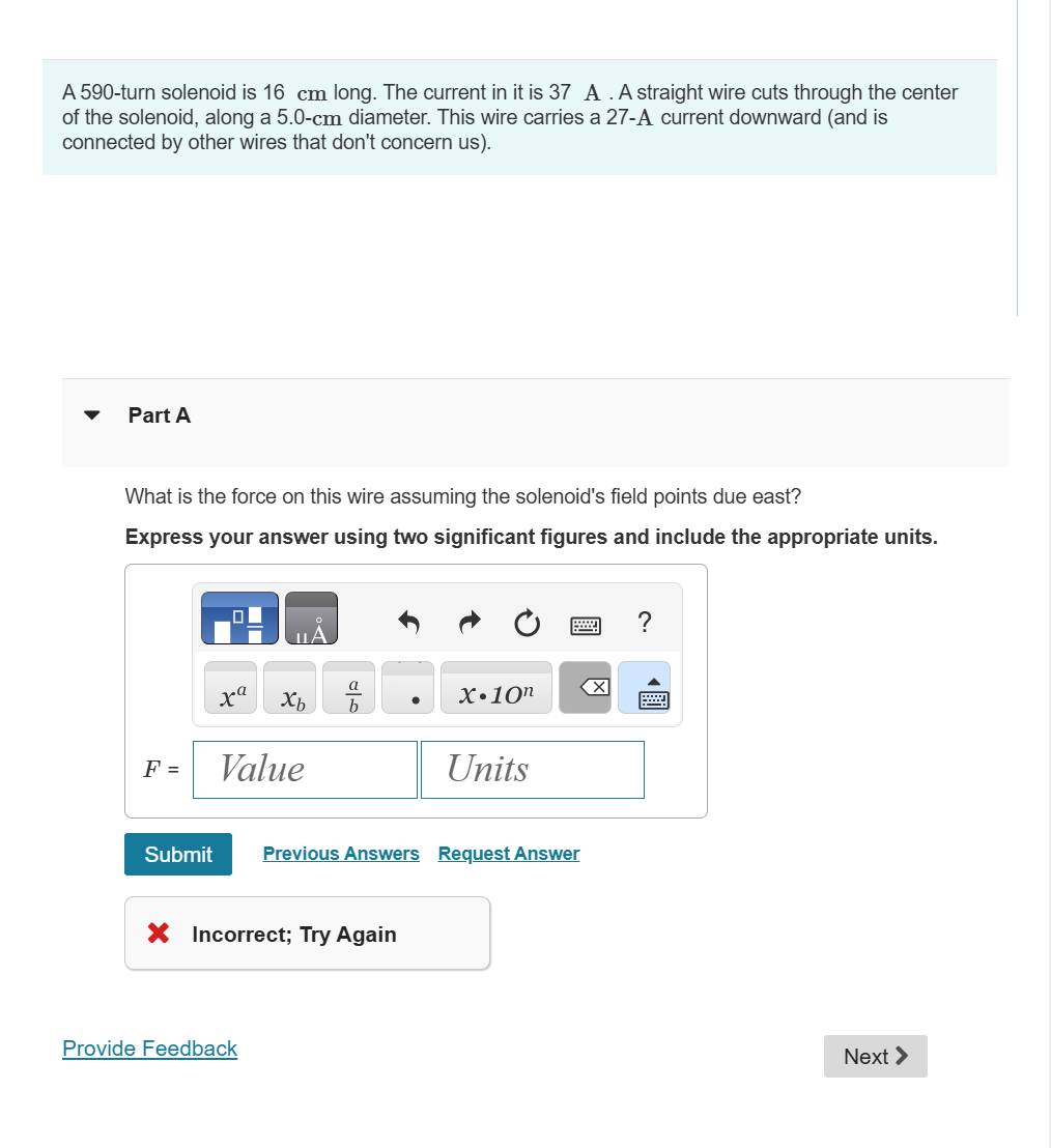 Solved A 590-turn solenoid is 16 ﻿cm long. The current in it | Chegg.com