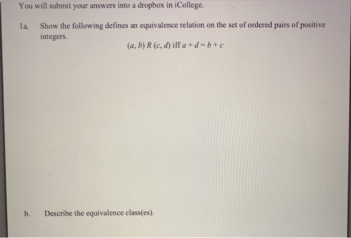 Solved You will submit your answers into a dropbox in | Chegg.com