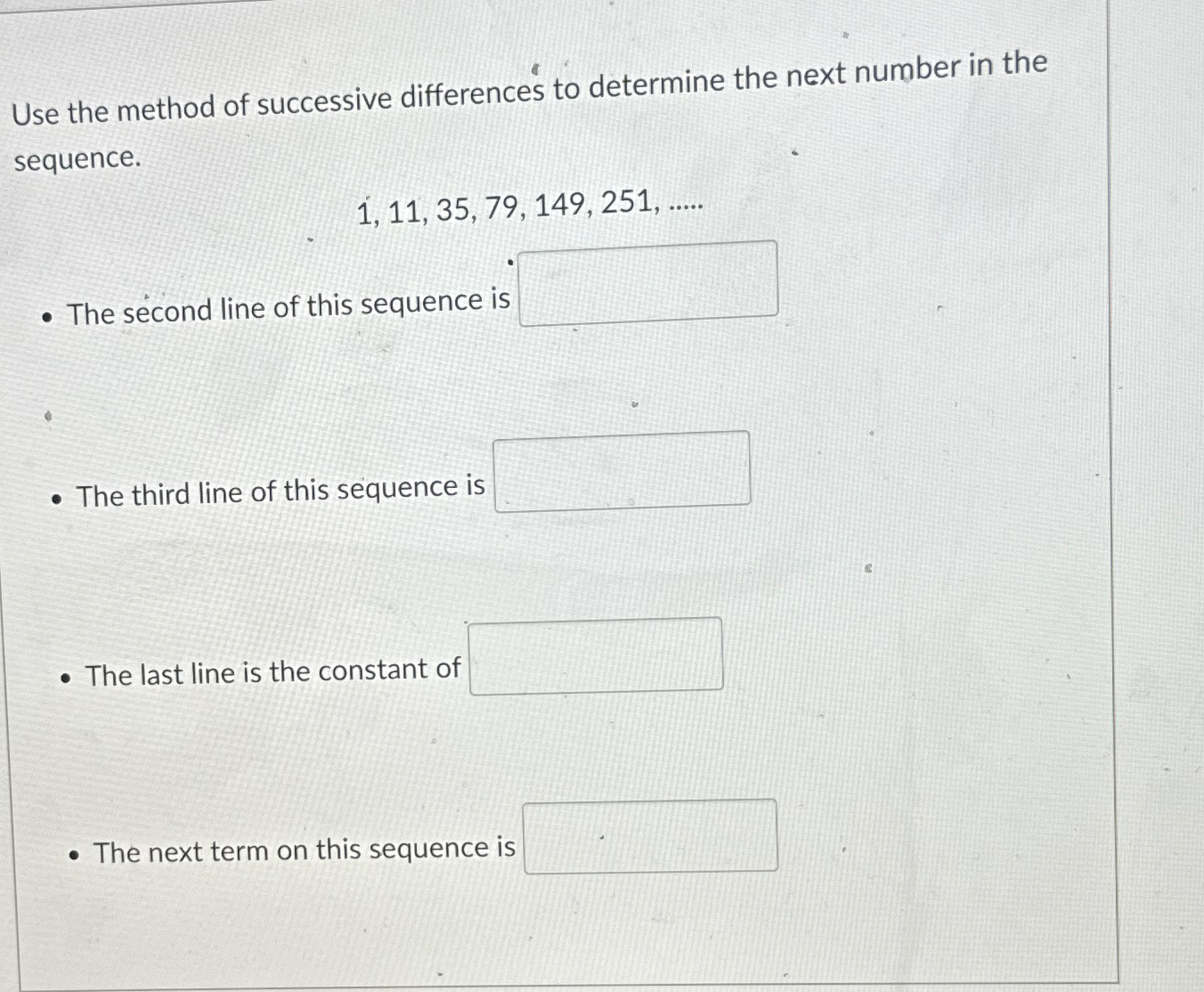 Solved Use the method of successive differences to determine | Chegg.com