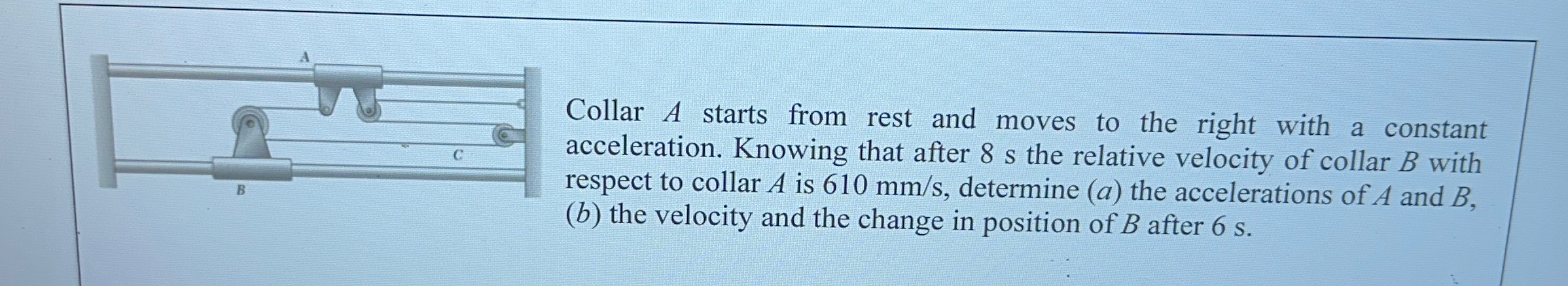 Solved Collar A starts from rest and moves to the right with | Chegg.com