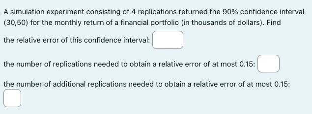 Solved A simulation experiment consisting of 4 replications | Chegg.com