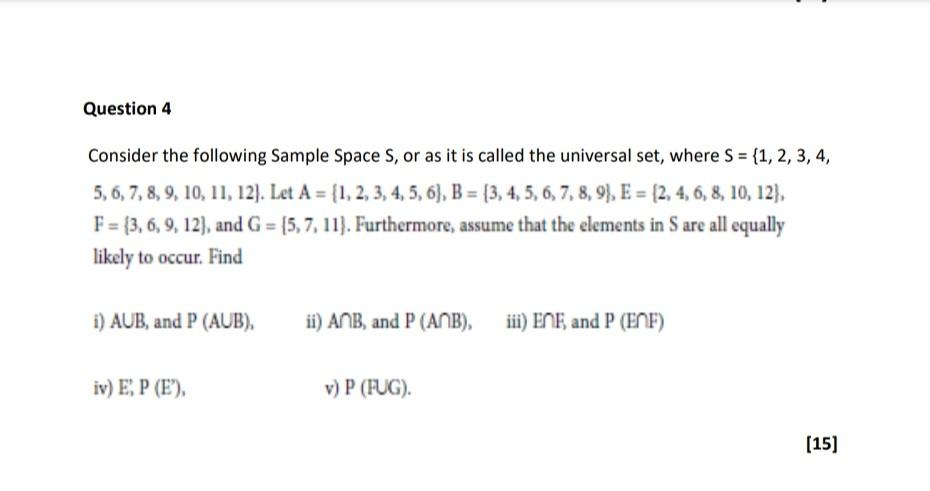 Solved Consider the following Sample Space S, or as it is | Chegg.com