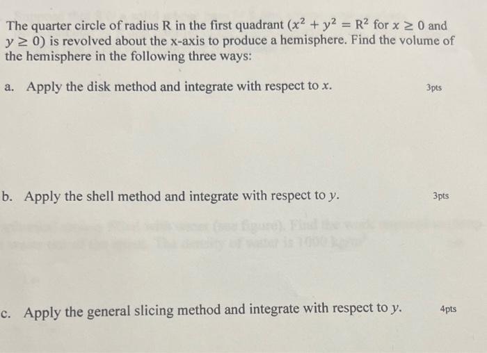 [Solved]: The quarter circle of radius ( mathrm{R} ) in